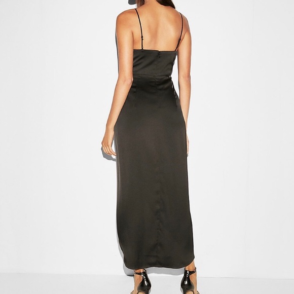 Express | Dresses | New Express Satin Wrap Fit And Flare Maxi Dress ...